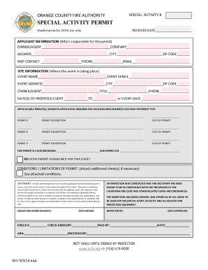 Fillable Online ORANGE COUNTY FIRE AUTHORITY SPECIAL ACTIVITY - santa ...