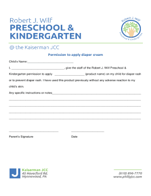 Fillable Online Permission to apply diaper cream Fax Email Print ...