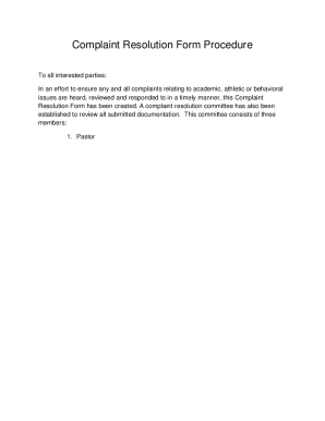 Fillable Online Complaint Resolution Form Procedure Fax Email Print ...