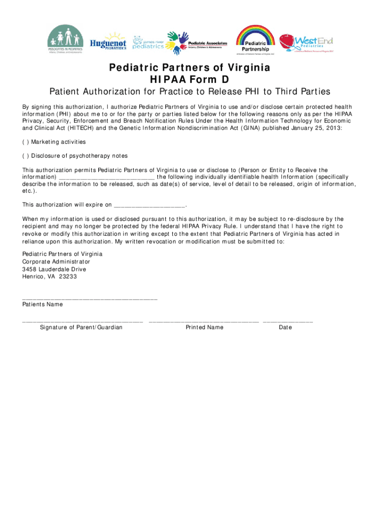 Fillable Online HIPAA Authorization Forms - Fairfax County, Virginia ...