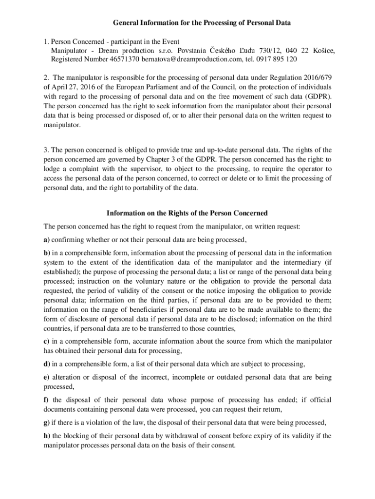 Fillable Online Personal Data collected for the following purposes and ...