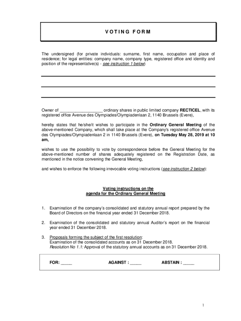 Fillable Online AGM - Voting form ENG Fax Email Print - pdfFiller