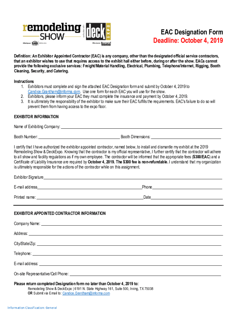 Fillable Online EAC Designation Form Fax Email Print - pdfFiller