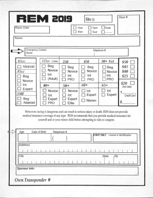 Fillable Online REM Sign Up Form 2019a.pdf Fax Email Print - pdfFiller