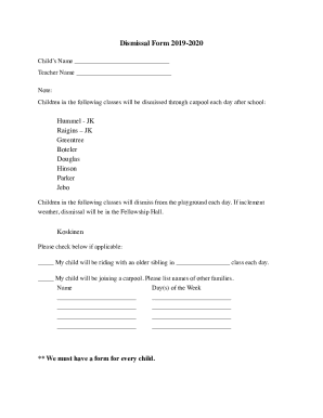 Fillable Online Dismissal Form 2019 Fax Email Print - pdfFiller