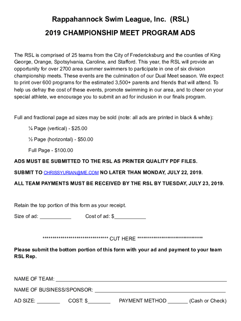 Fillable Online RSL AD Form 2019 Fax Email Print - pdfFiller