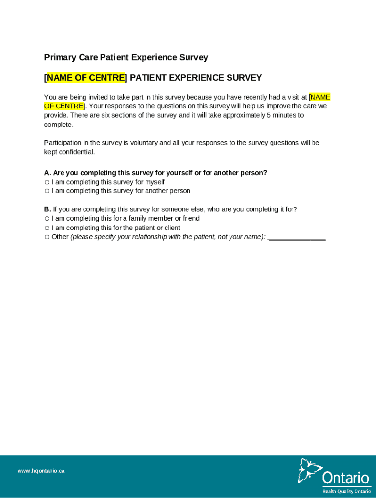 Primary care patient experience survey: Results from the ... Doc ...