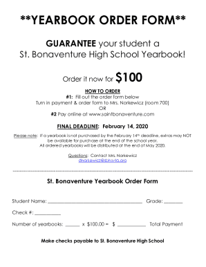 Fillable Online **YEARBOOK ORDER FORM** Fax Email Print - pdfFiller