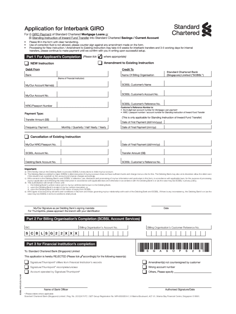 Fillable Online 44937810106 SCB Interbank Mortgage Loan GIRO Form ...