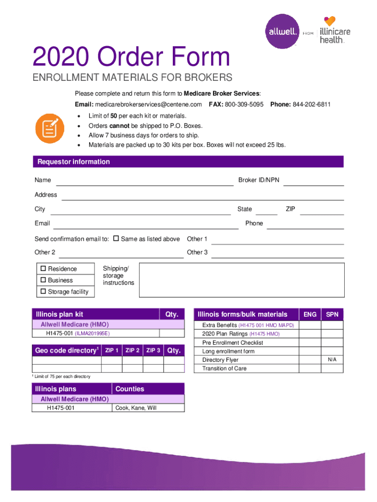 Fillable Online Order Sales Materials for Health Net's Medicare ...