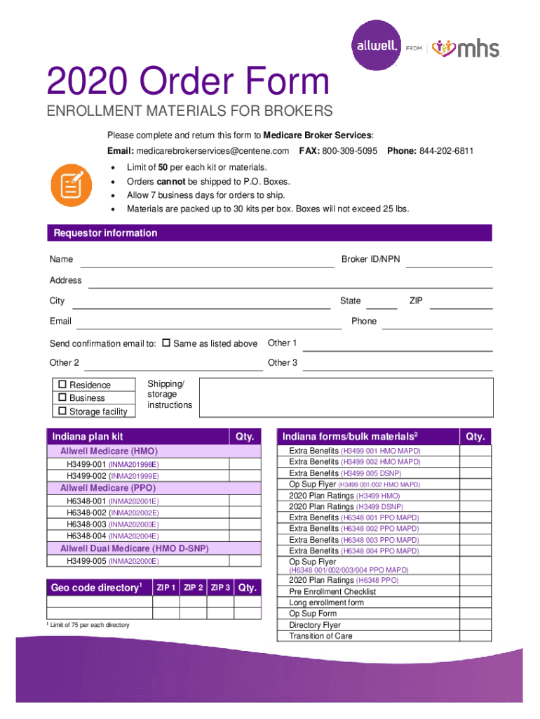 Fillable Online ENROLLMENT MATERIALS FOR BROKERS Fax Email Print ...