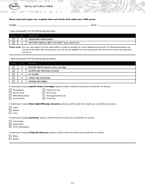 Fillable Online REFILL RETURNS FORM Fax Email Print - pdfFiller