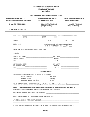 Fillable Online Registration Forms - St. John the Baptist Catholic ...