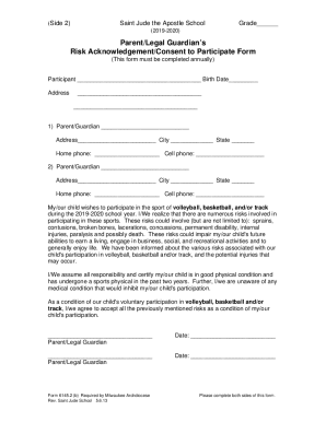 Fillable Online Risk Acknowledgement/Consent Form Fax Email Print ...