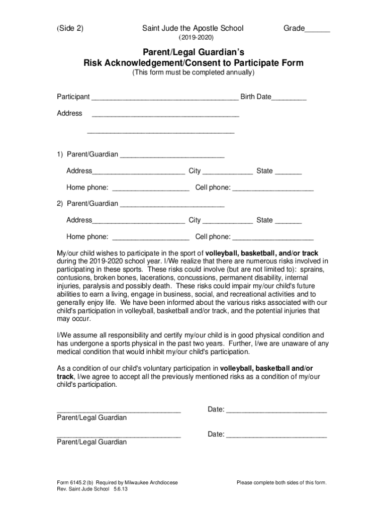 Fillable Online Risk Acknowledgement/Consent Form Fax Email Print ...