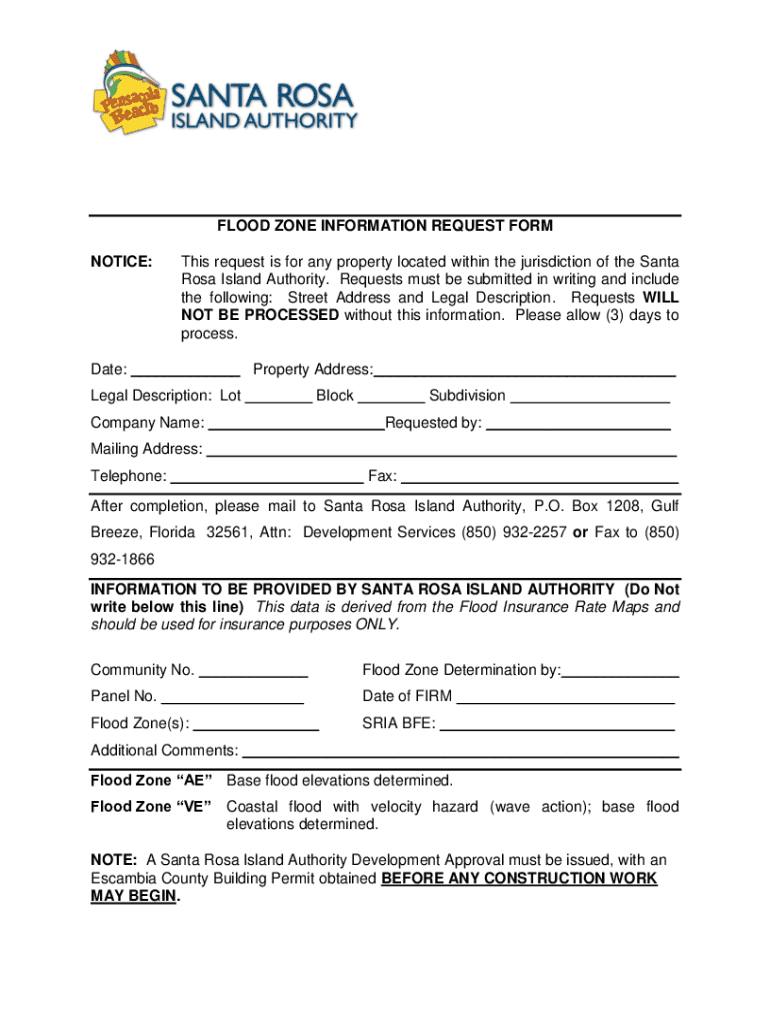 Fillable Online FLOOD ZONE INFORMATION REQUEST FORM Fax Email Print ...