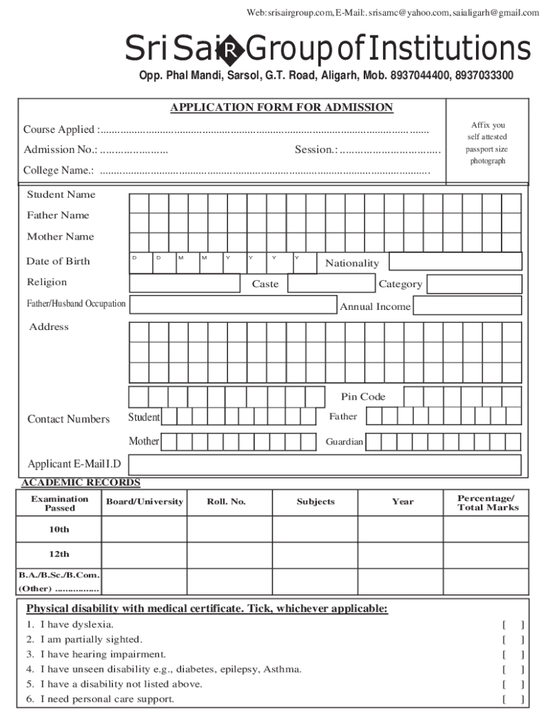 Fillable Online addmission form group 2019.cdr Fax Email Print - pdfFiller