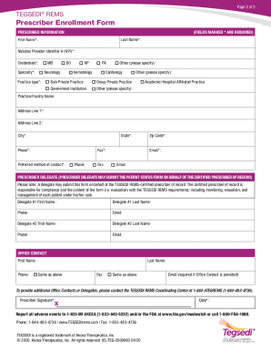 Fillable Online REMS Patient Enrollment Form - Tegsedi REMS Fax Email ...