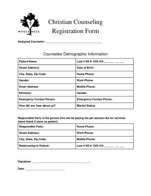 Fillable Online Free Church Counseling Application and Consent FormFREE ...