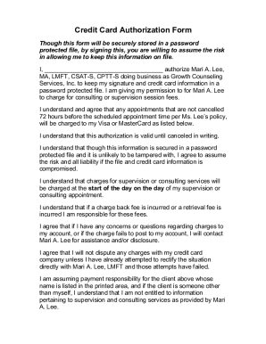 Fillable Online Credit Card Authorization Form Templates DownloadCredit ...