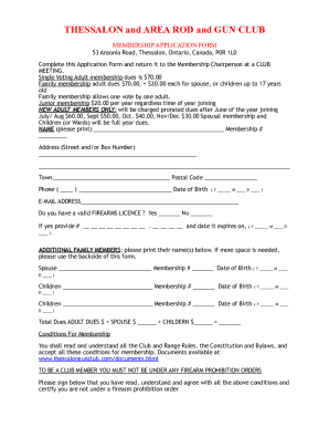 Fillable Online THESSALON and AREA ROD and GUN CLUB MEMBERSHIP ...