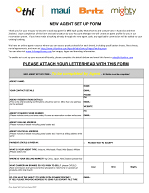 Fillable Online NEW AGENT SET UP FORM PLEASE ATTACH YOUR LETTERHEAD ...