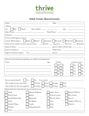 Fillable Online Thrive Combined Forms.docx Fax Email Print - pdfFiller