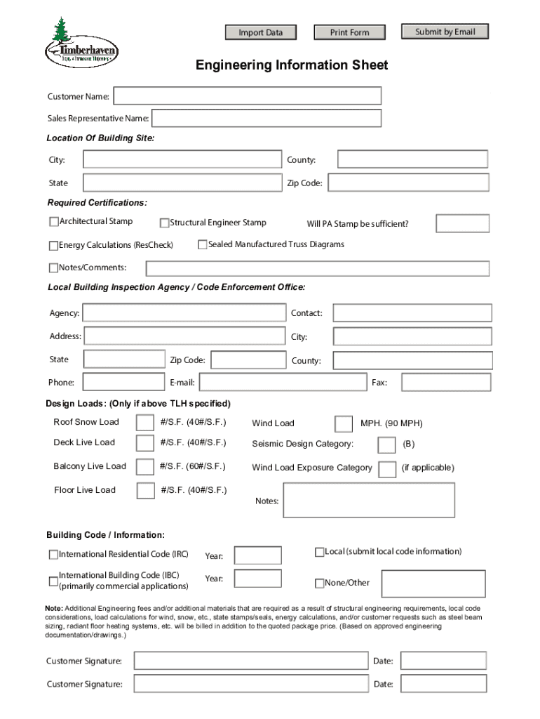Fillable Online Engineering Information Sheet Fax Email Print - pdfFiller