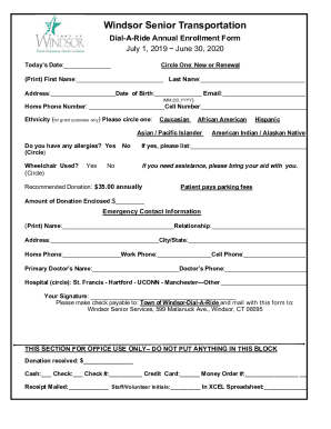 Fillable Online Dial-A-Ride Enrollment Form Annual 2020-2021 - Town of ...