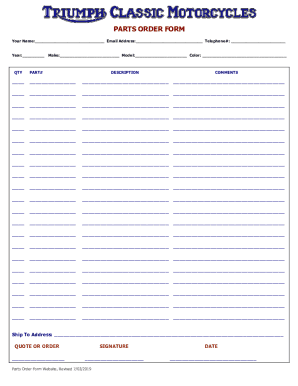 Fillable Online Parts Order Form - Website Fax Email Print - pdfFiller