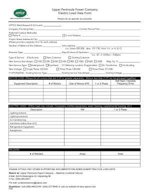 Fillable Online 09 UPPCO Electric Load Data Form.doc Fax Email Print ...