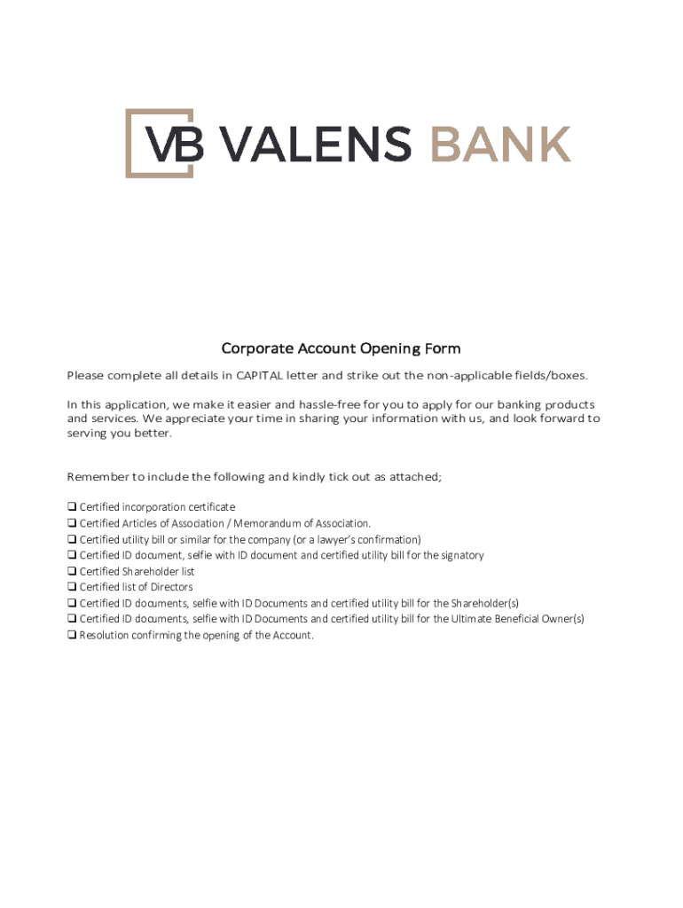 Fillable Online Bank Account Opening Request Letter for Company ...