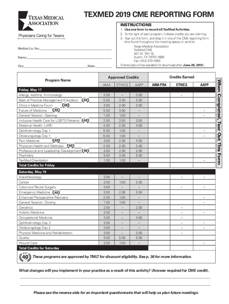 Fillable Online CME Requirements - Texas Medical AssociationFeatured ...