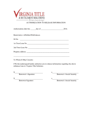 Fillable Online Authorization date this day of 2016 Fax Email Print ...