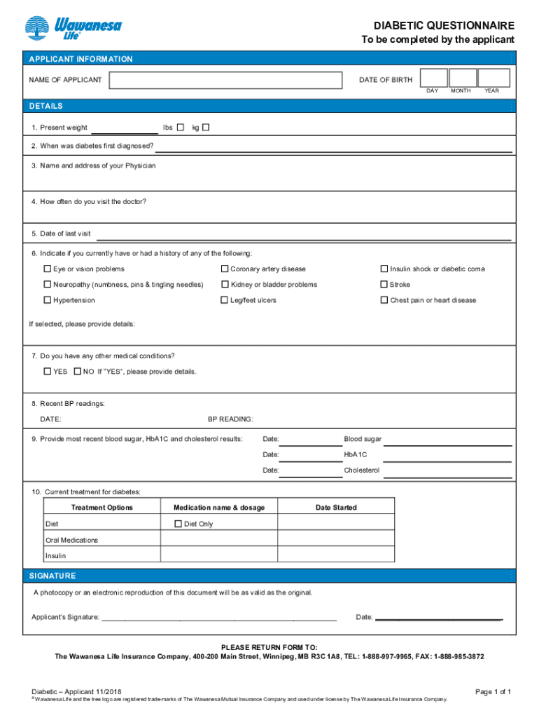 Fillable Online diabetes questionnaire - Campus Health Fax Email Print ...
