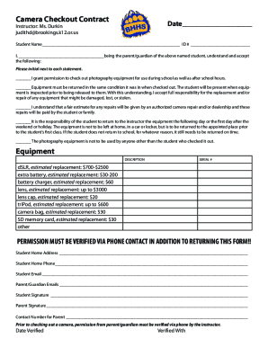 Fillable Online Camera Checkout Contract Fax Email Print - pdfFiller