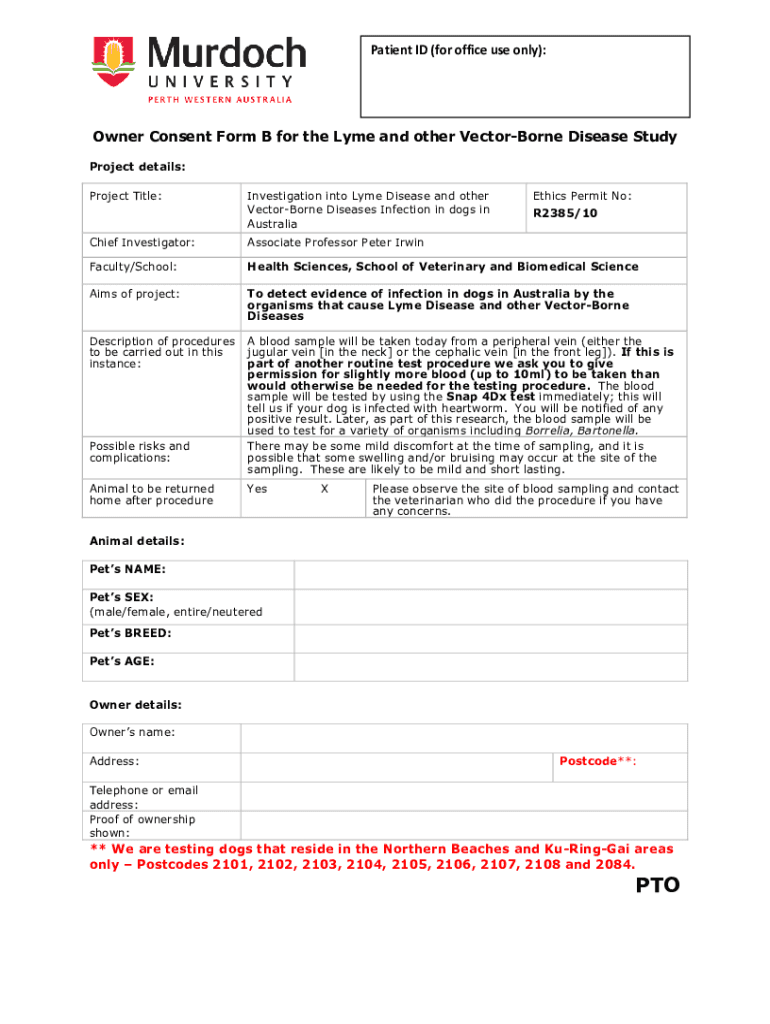 Fillable Online Owner consent form for animal use Fax Email Print ...