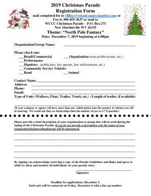 Fillable Online 2005 Christmas Parade Registration Form Fax Email Print ...