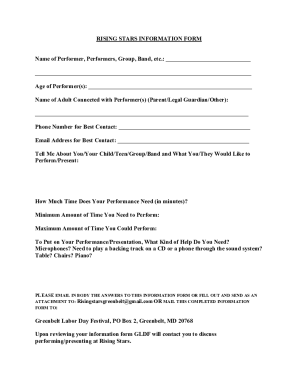 Fillable Online RISING STARS INFORMATION FORM.docx Fax Email Print ...