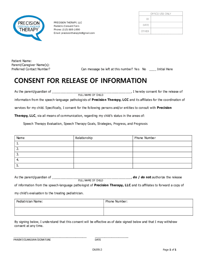 Fillable Online Pediatric Consent Form Fax Email Print - pdfFiller