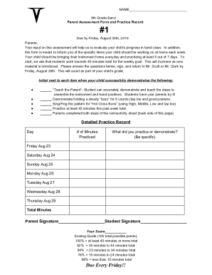 Fillable Online Parent Assessment Form and Practice Record Fax Email ...
