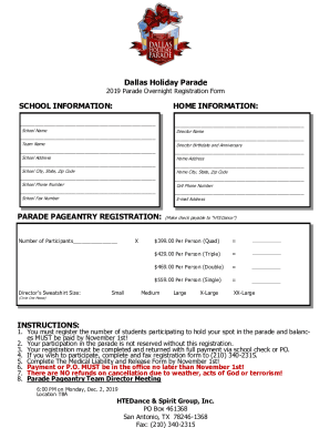 Fillable Online 2019 Parade Overnight Registration Form Fax Email Print ...