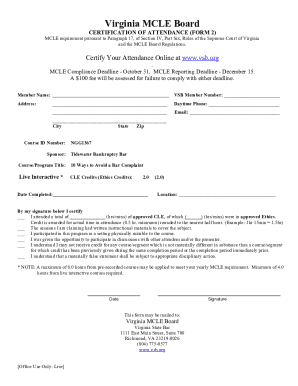 Fillable Online MCLE FORM - Vacle - Fill and Sign Printable Template ...