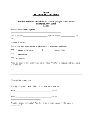 Fillable Online Critical Incident Reporting Form for Churches Fax Email ...