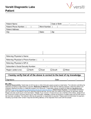 Fillable Online TRICARE Versiti Diagnostic Labs Patient Billing ...