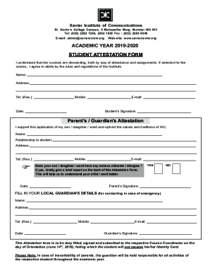 Fillable Online Student Attestation Form 2019 - 2020 Fax Email Print ...