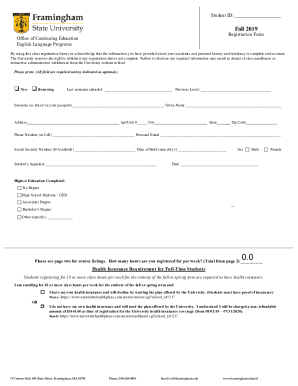 Fillable Online 2019 Fall Intensive Registration Form. 2019 Fall ...