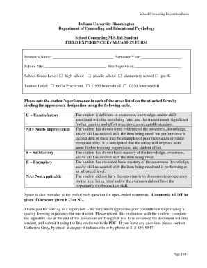 Fillable Online education indiana School Counseling Evaluation Form Fax Email Print - pdfFiller