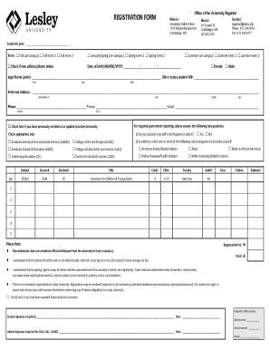 Fillable Online REGISTRATION FORM - Lesley University Fax Email Print - pdfFiller