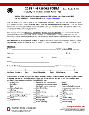 Fillable Online 2018 4-H REPORT FORM Fax Email Print - pdfFiller
